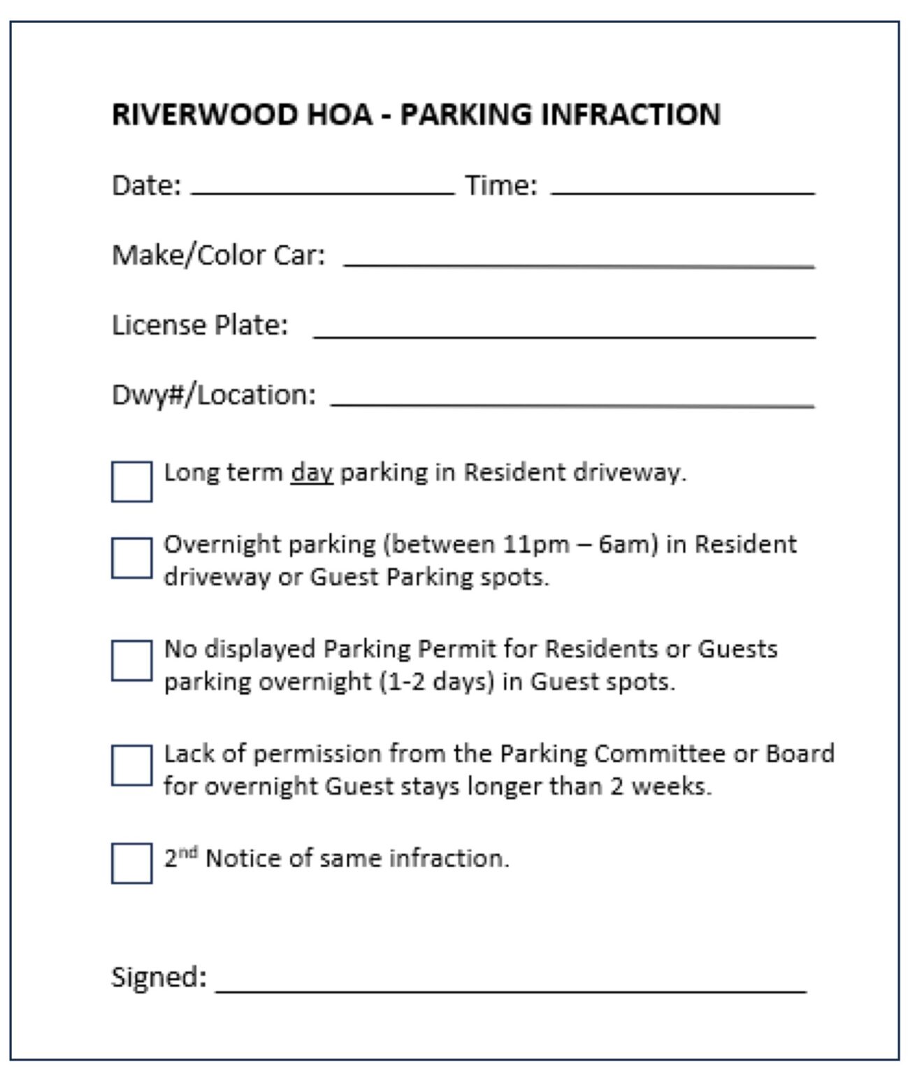 Policy: Parking Regulations – Riverwood Homeowners (RiverwoodPDX.org)